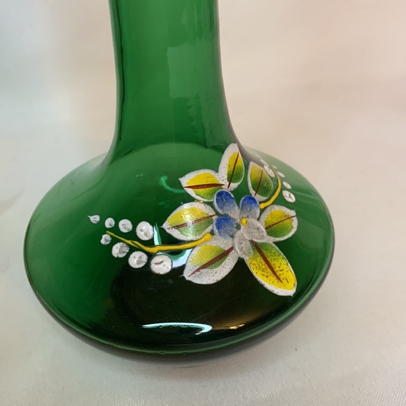 Accents | Vintage Emerald Green Glass Gilded Gold Enamel Flowers ...